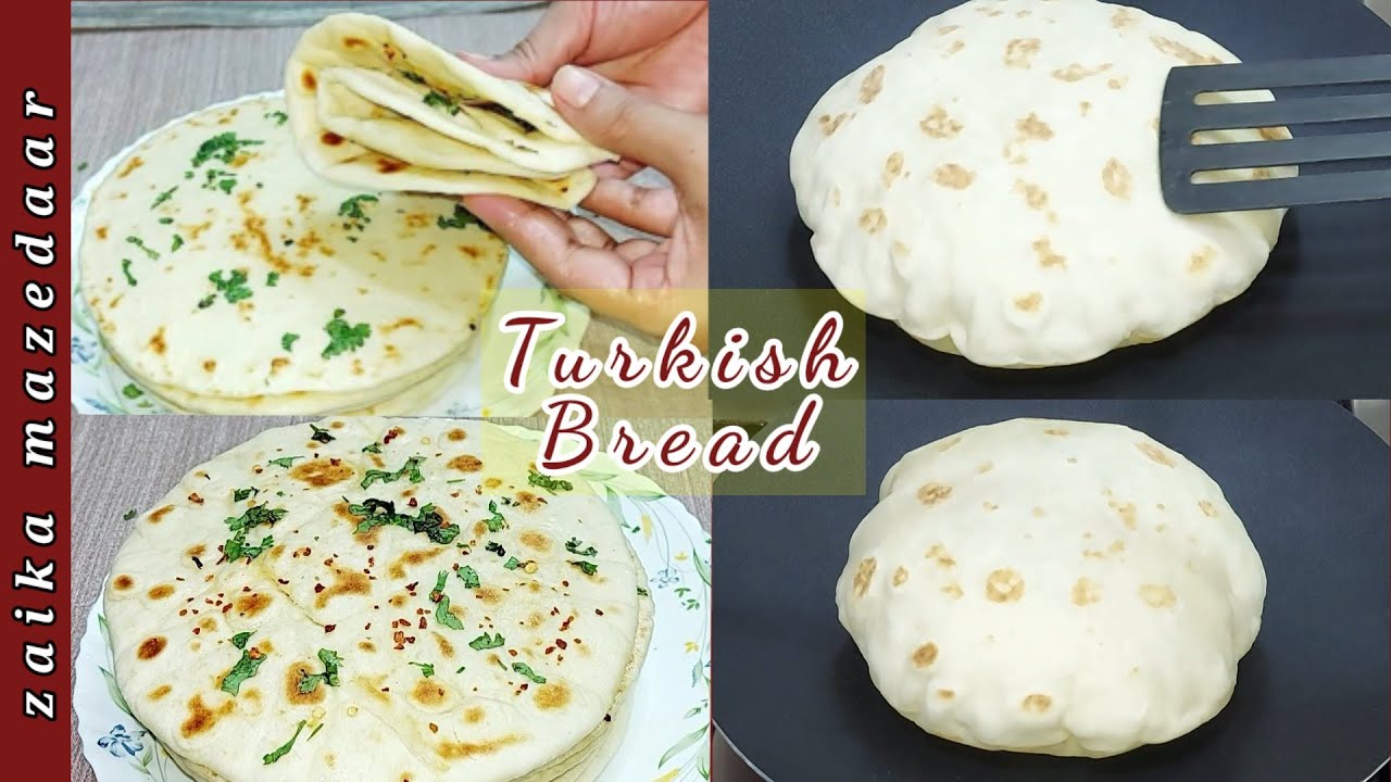 The Perfect Puffy Bread ON Tawa | No Knead Turkish Flat Bread Recipe ...