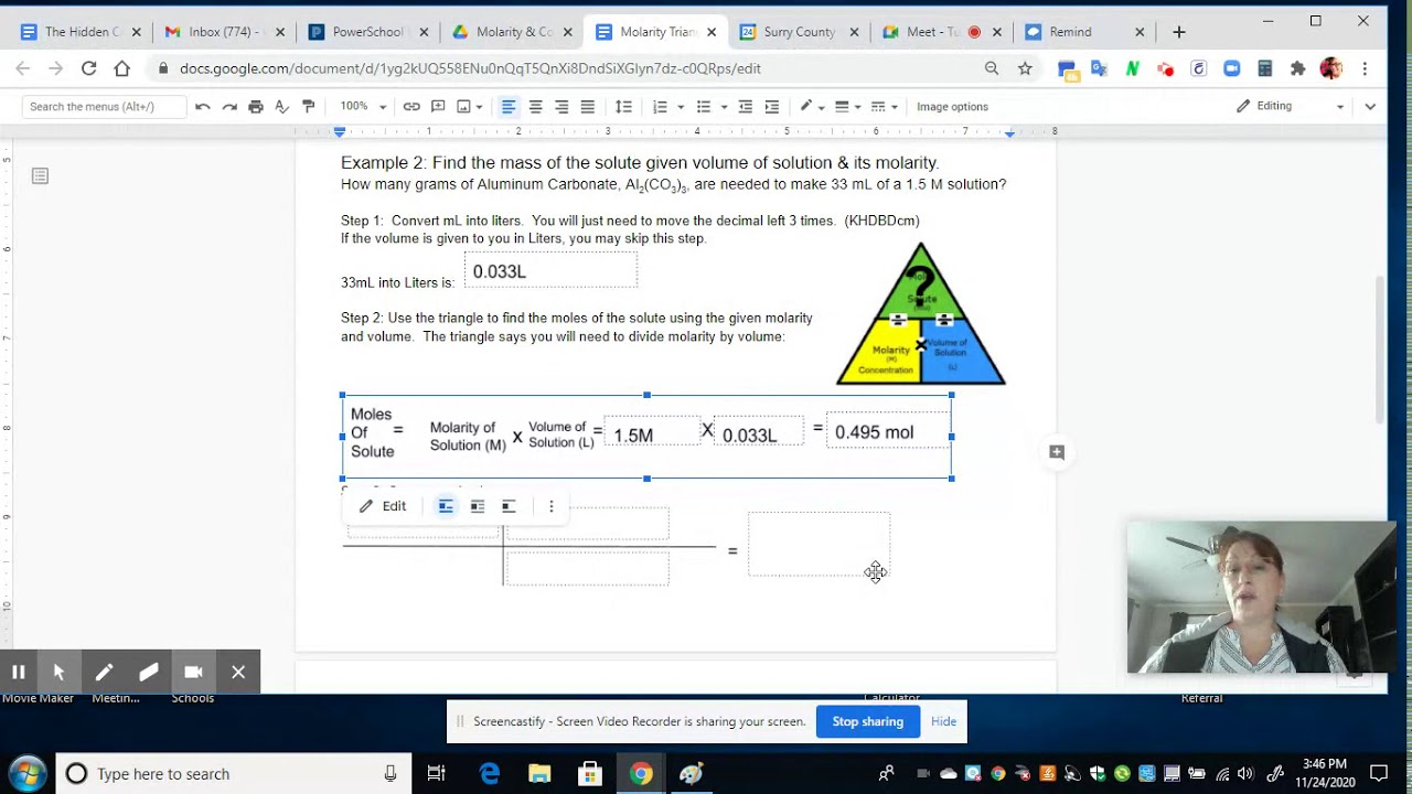 Molarity Triangle Tutorial Ex#3 - YouTube