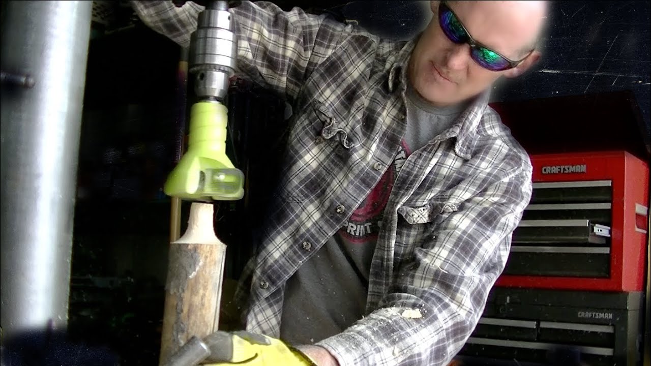 Tenon Cutter Drill Press for Making Log Stair Spindles - YouTube