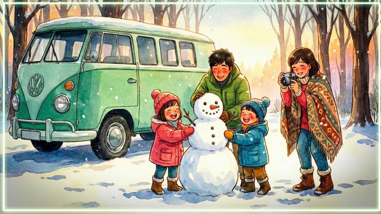 A Peaceful Winter Journey ️ | Cozy Ghibli-Style Family Van Trip | ASMR ...
