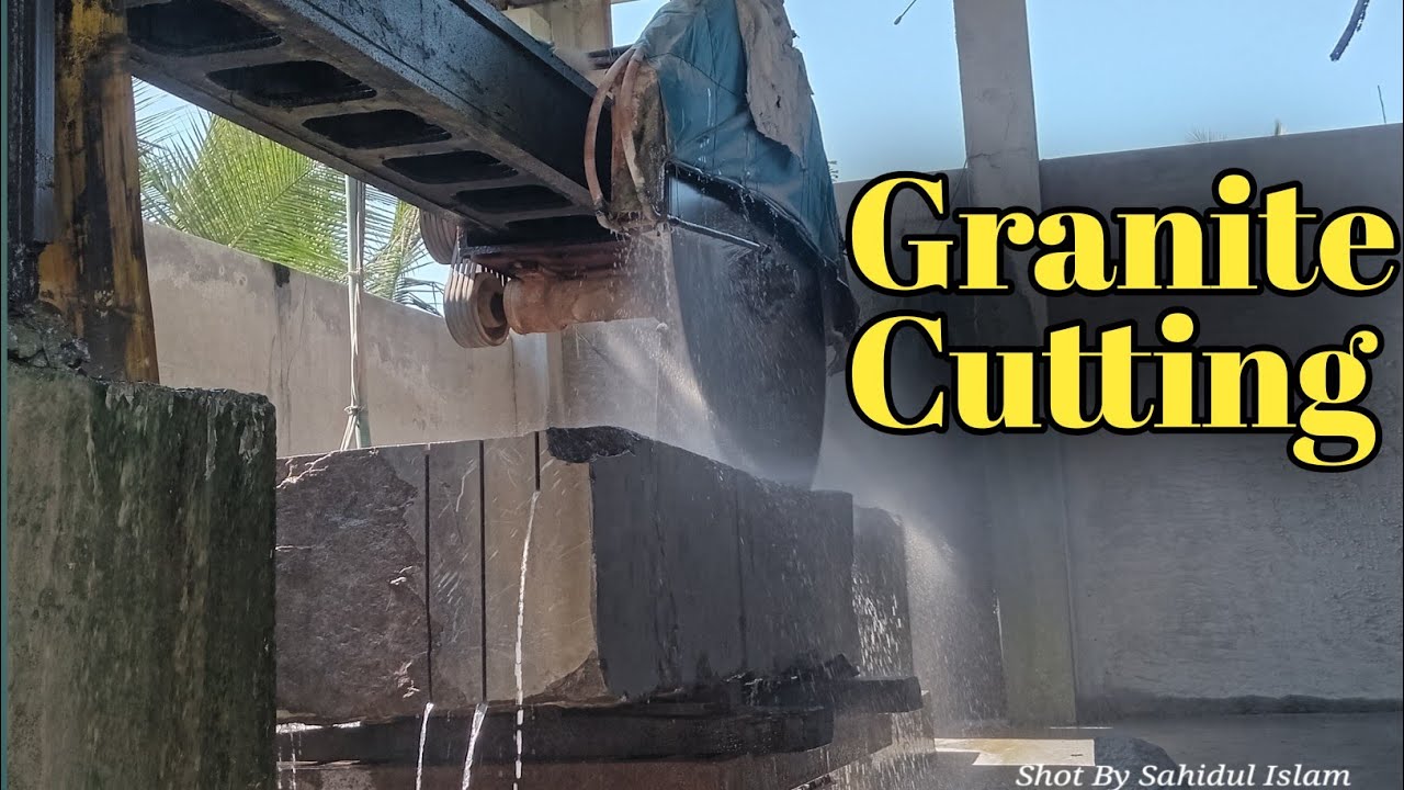 Granite pillar cutting - YouTube