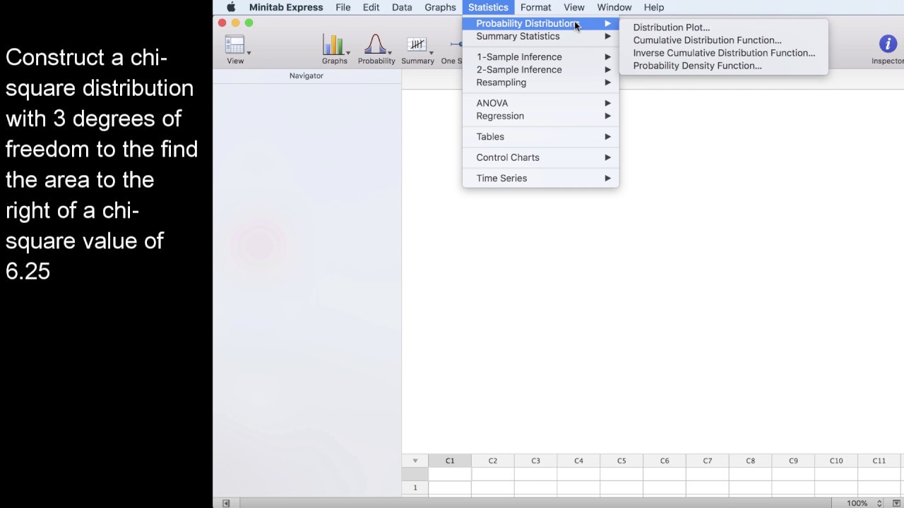 Minitab Express: Chi-Square Probability Distribution Plot - YouTube
