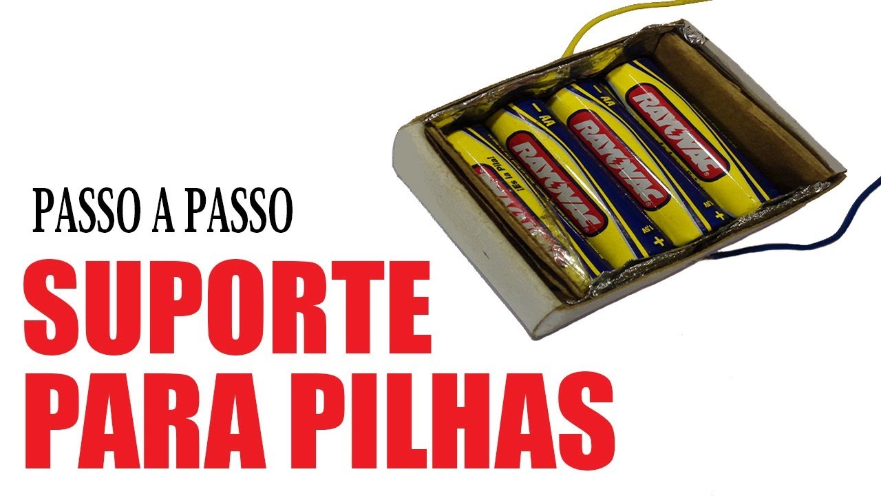 Como ligar Pilhas com uma caixa de Fósforo (SUPORTE PARA PILHAS CASEIRO ...