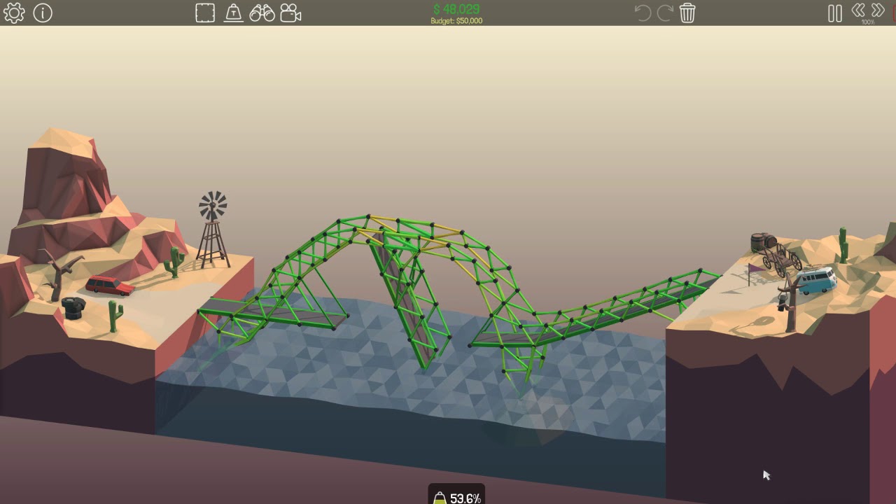 Poly Bridge 2-9 Sloped Drawbridge - YouTube