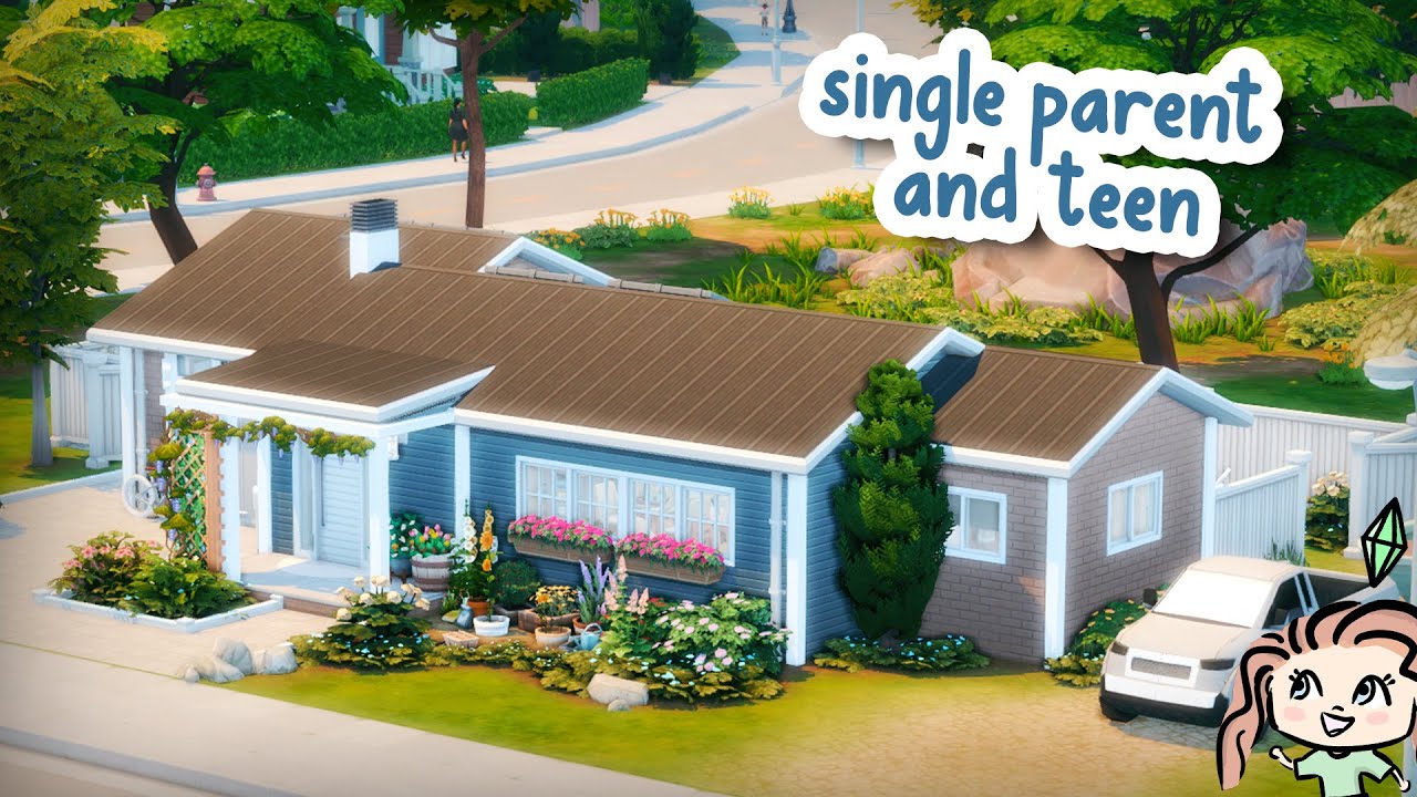 Cute home for a single parent & teen 🩵 || The Sims 4 Speed Build - YouTube