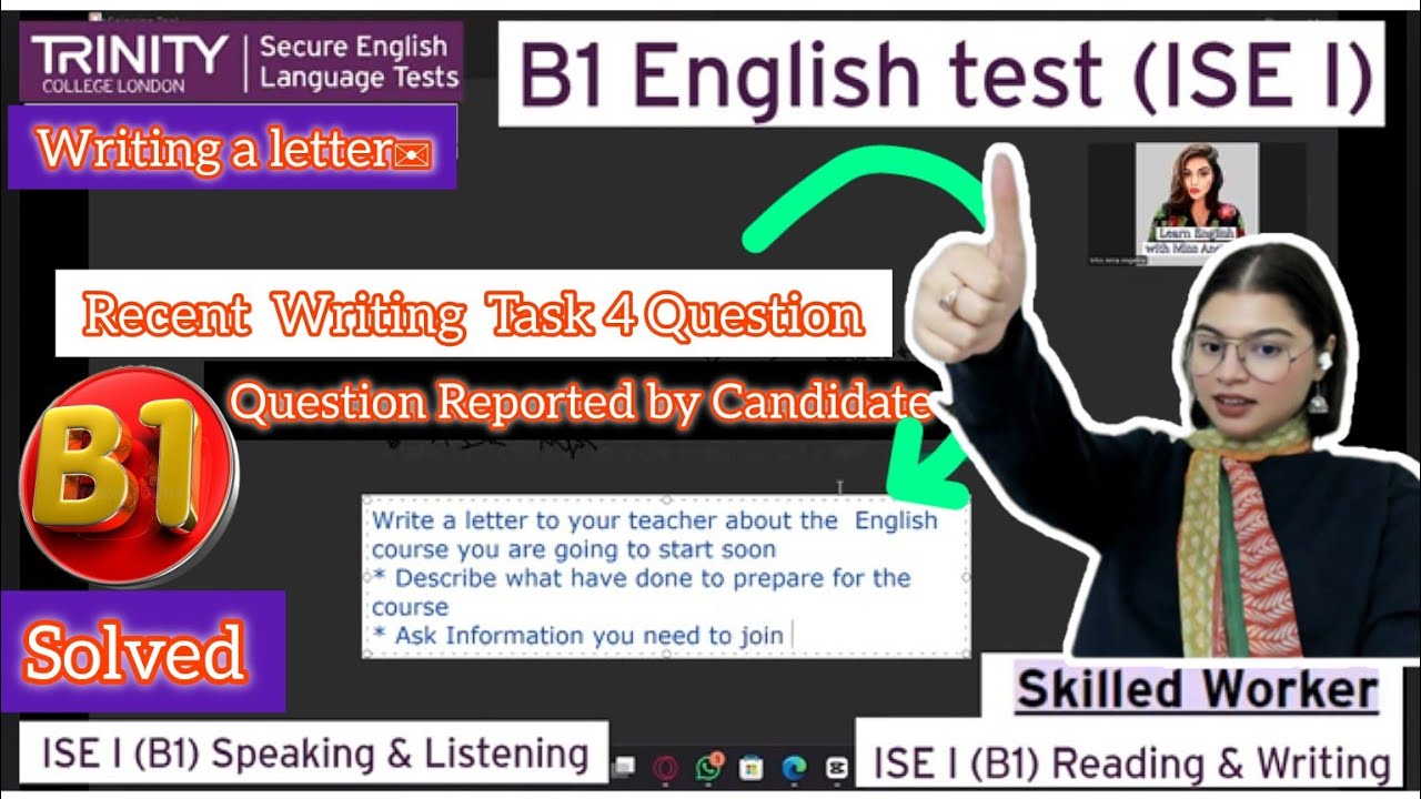 B1 English Test Reading & Writing Skilled Worker Visa || ISE 1 Trinity ...