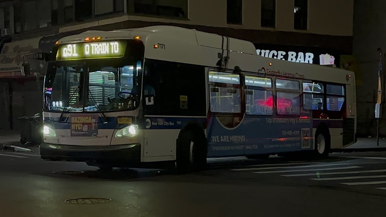2015 New Flyer XD40 #7171 on the emergency Q91 Q shuttle leaving Kings ...
