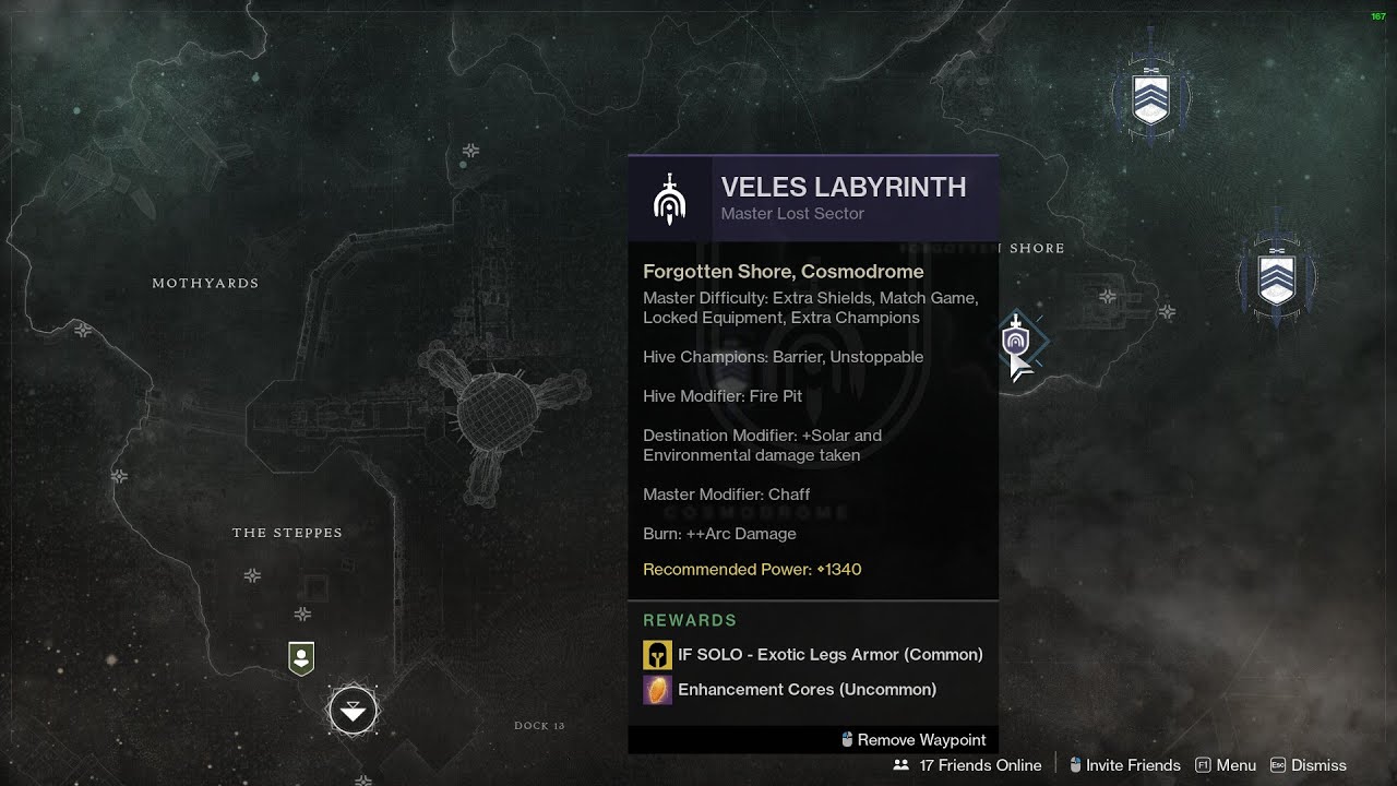 Solo 1340 Master Lost Sector Veles Labyrinth Platinum Rewards Leg