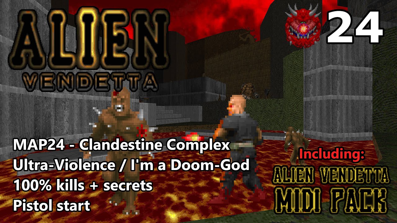 Doom II: Alien Vendetta - MAP24 (Clandestine Complex) - Ultra-Violence ...