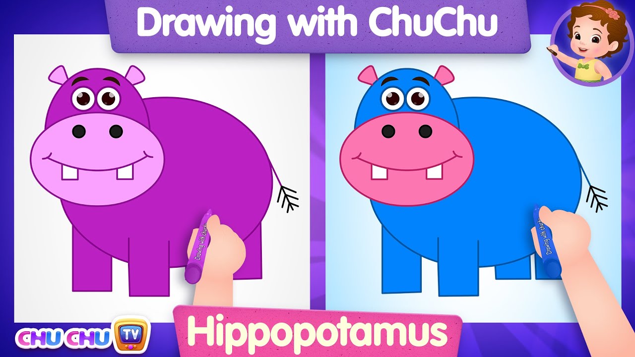 How to Draw a Cute Hippo? - More Drawings with ChuChu - ChuChu TV ...