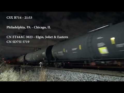 EJ&E Heritage Unit, CN ET44AC 3023, Leads CN SD75I 5719 & CSX B714 up the River Line (1/1/2025 ...