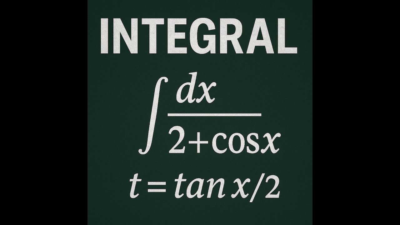 Integral de 1 / (2 + cos(x)) 🧠 Con cambio t = tan(x/2) explicado paso a ...