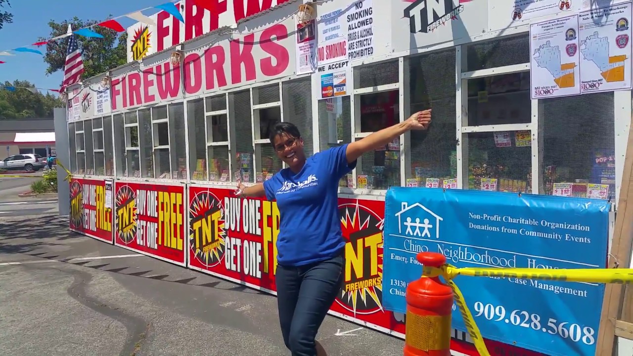 Chino Neighborhood House Fundraiser Fireworks Booth 2018 - YouTube