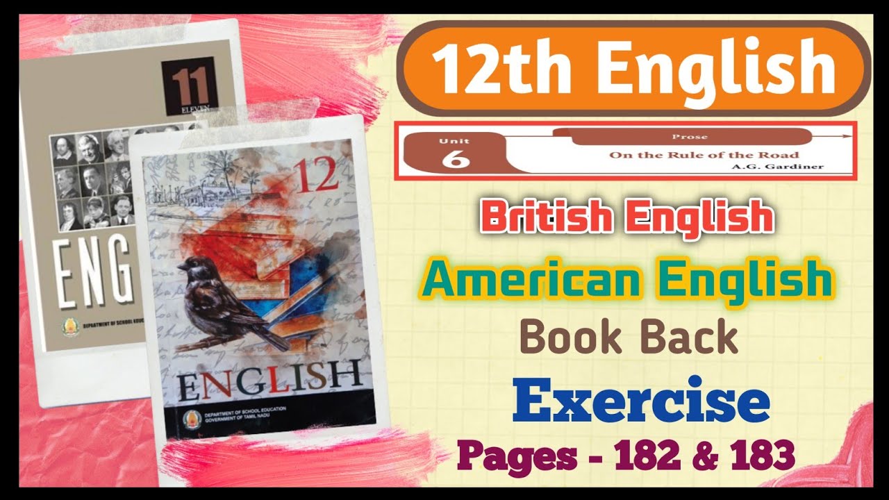 12th English Book Back Exercise || Unit - 6 || British and American ...