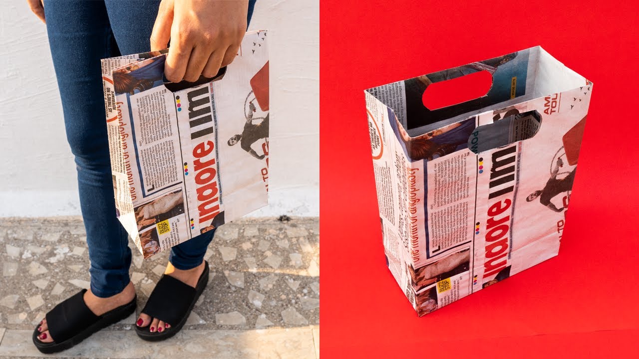 How To Make A Paper Bag - Paper Bag Making with Handle (EASY) - YouTube