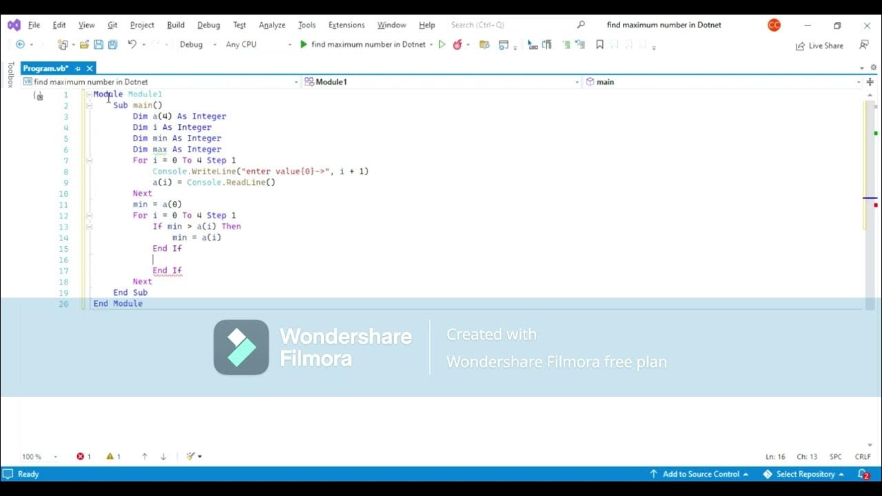 Find the min & max number out of 5 digits using the vb.net console application program - YouTube