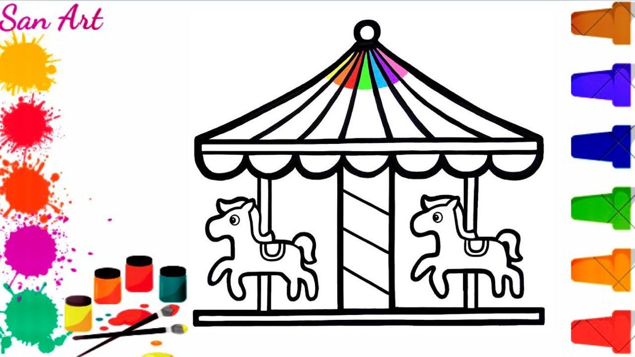 How to Draw a Cute Carousel | Easy Step-by-Step - YouTube