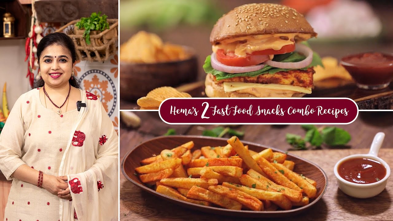 Hema’s 2 Fast Food snacks Combo | French Fries | Veg Paneer Burger ...