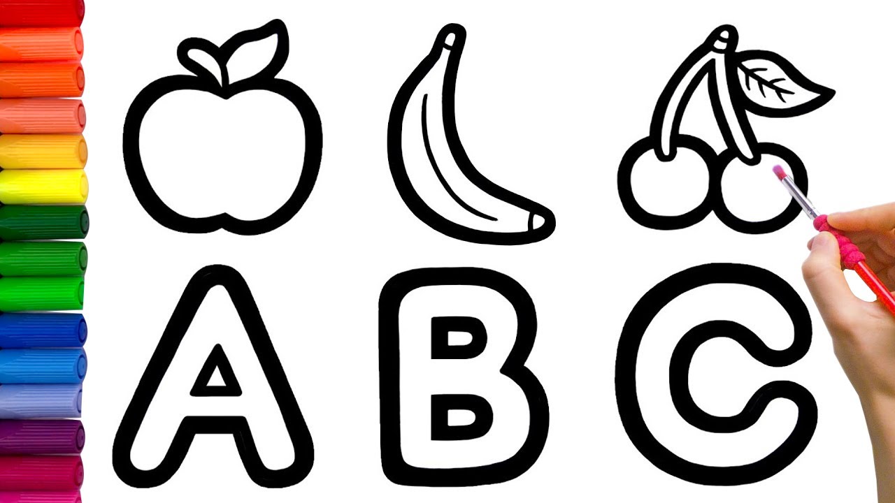 How to Draw Fruits and Basic Alphabet For Children - YouTube