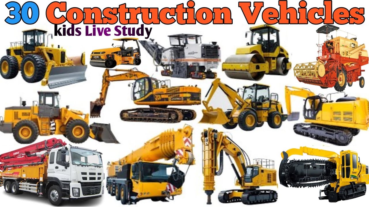 Construction Vehicles Name in English | Learn types of Construction ...