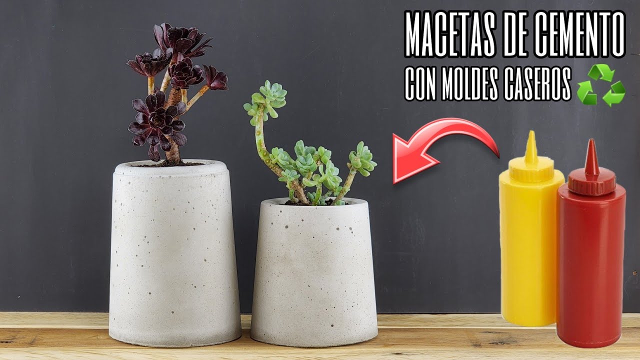 como hacer MACETAS de CEMENTO con moldes caseros, muy fácil ! - YouTube