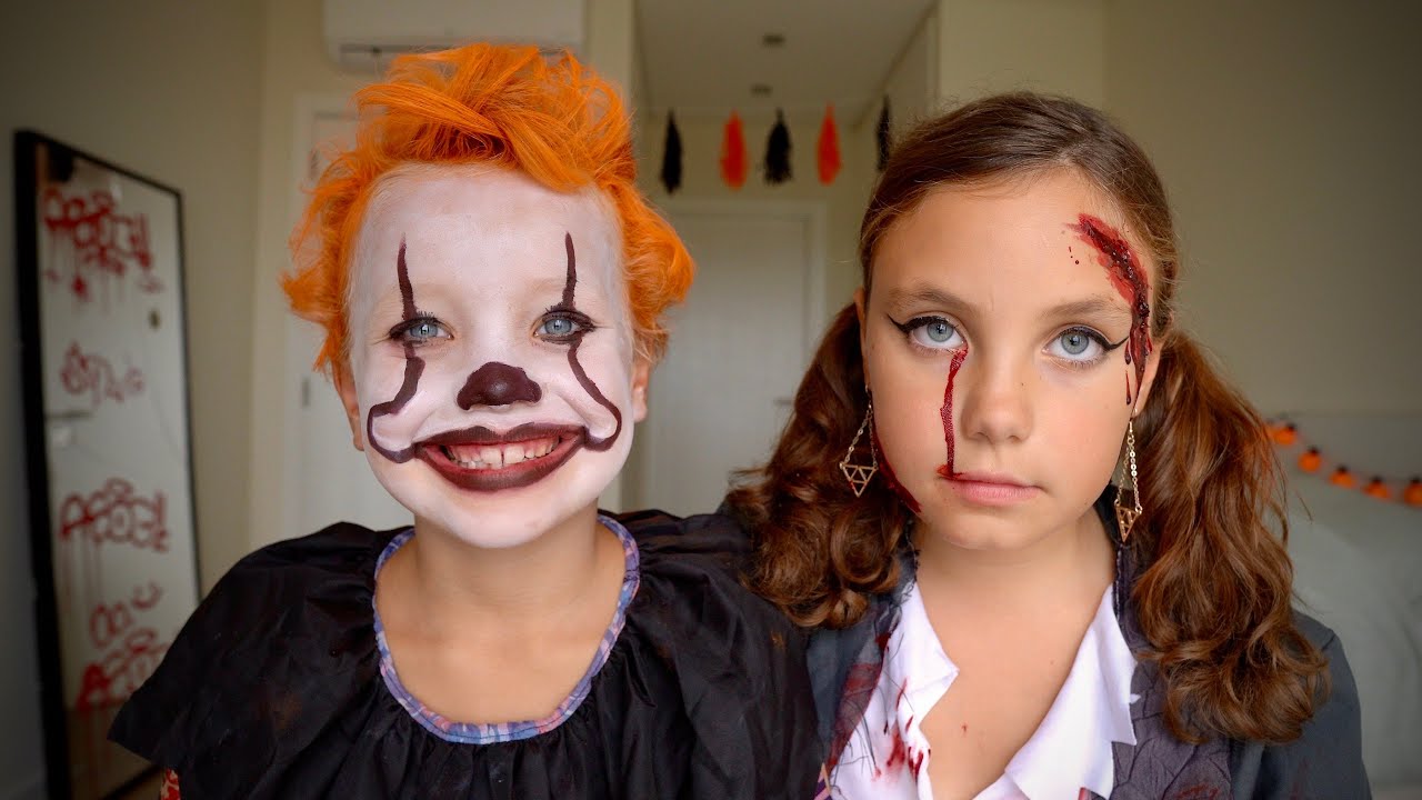 Halloween smink! Harry mördarclown, Alma zombie med sår TUTORIAL - YouTube