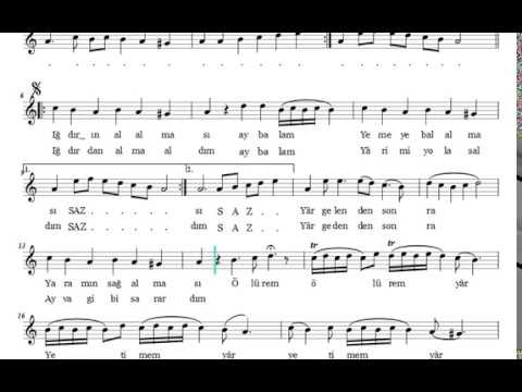 Iğdır'ın Al Alması - Nota Eşliğinde Karaoke (Ahenk: Kız Neyi )