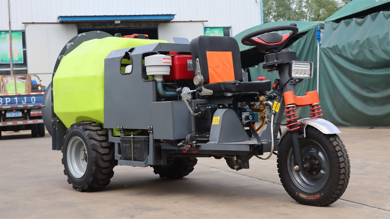 three wheel garden diesel engine power sprayer 500L - YouTube