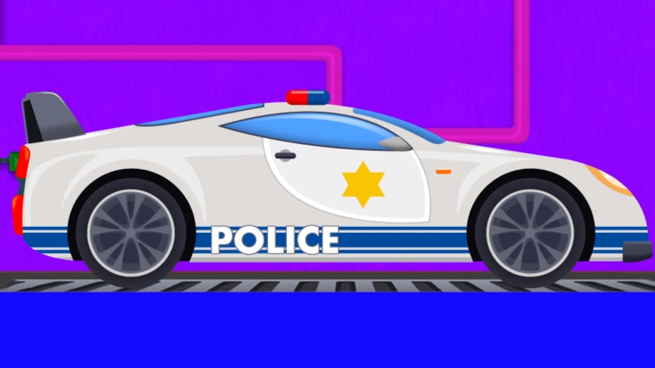 Police Sports Car Wash, Animated Car Cartoon Video For Kids - YouTube