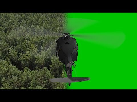 Black Hawk  Sikorsky UH-60 military helicopter in fly - green screen - free use