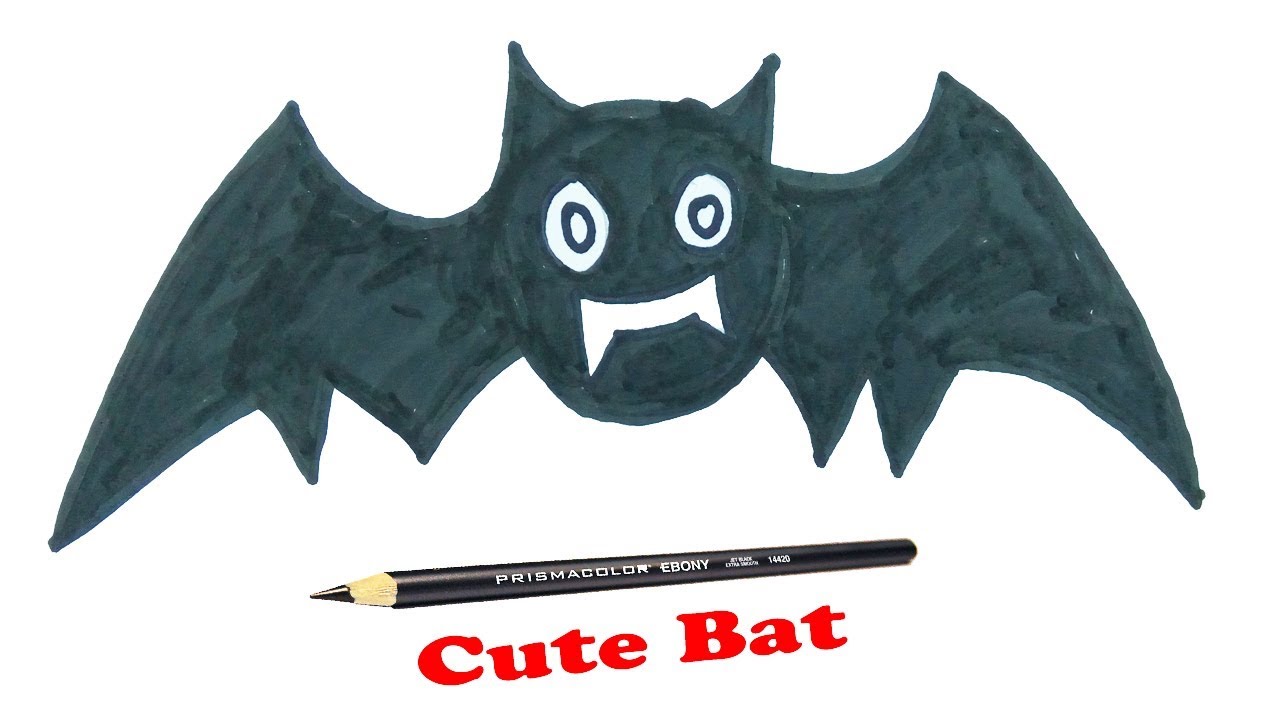 How to draw cute bat for kids? Easy Drawing for kids - YouTube