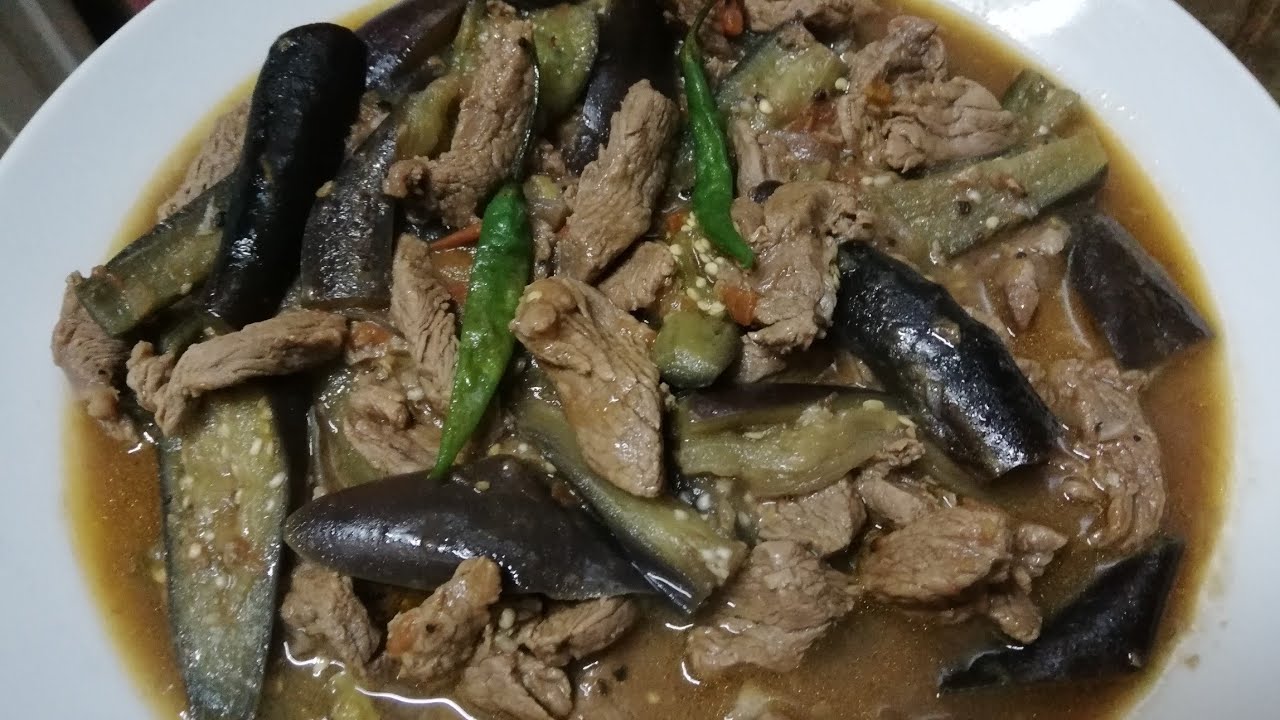 Ginisang baka na may talong(sauteed beef with eggplant) - YouTube