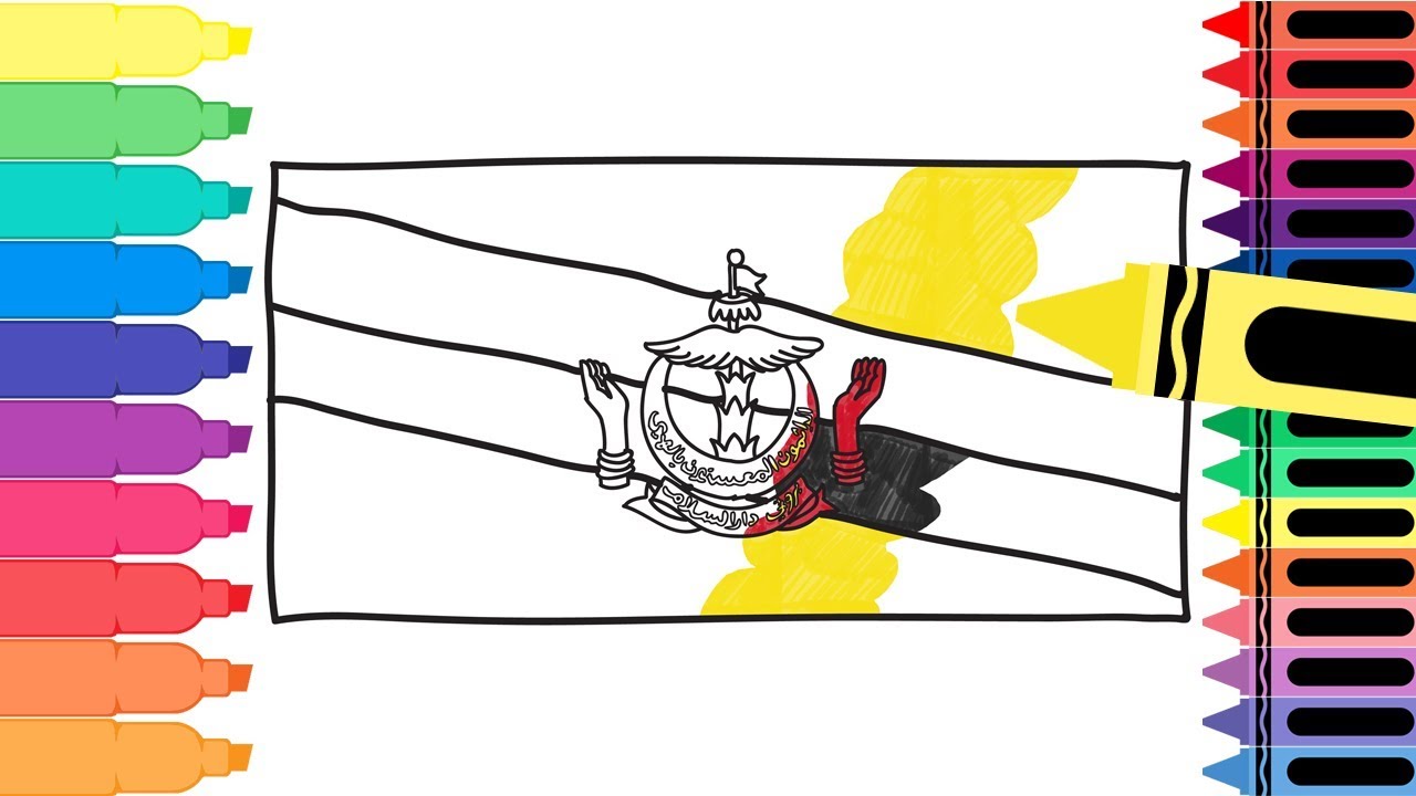 How to Draw Brunei Flag - Drawing the Flag of Brunei - Coloring Pages ...