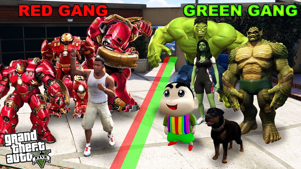 Franklin Red Gang Hulk Buster Vs. Shinchan Green Gang Hulk Family in ...