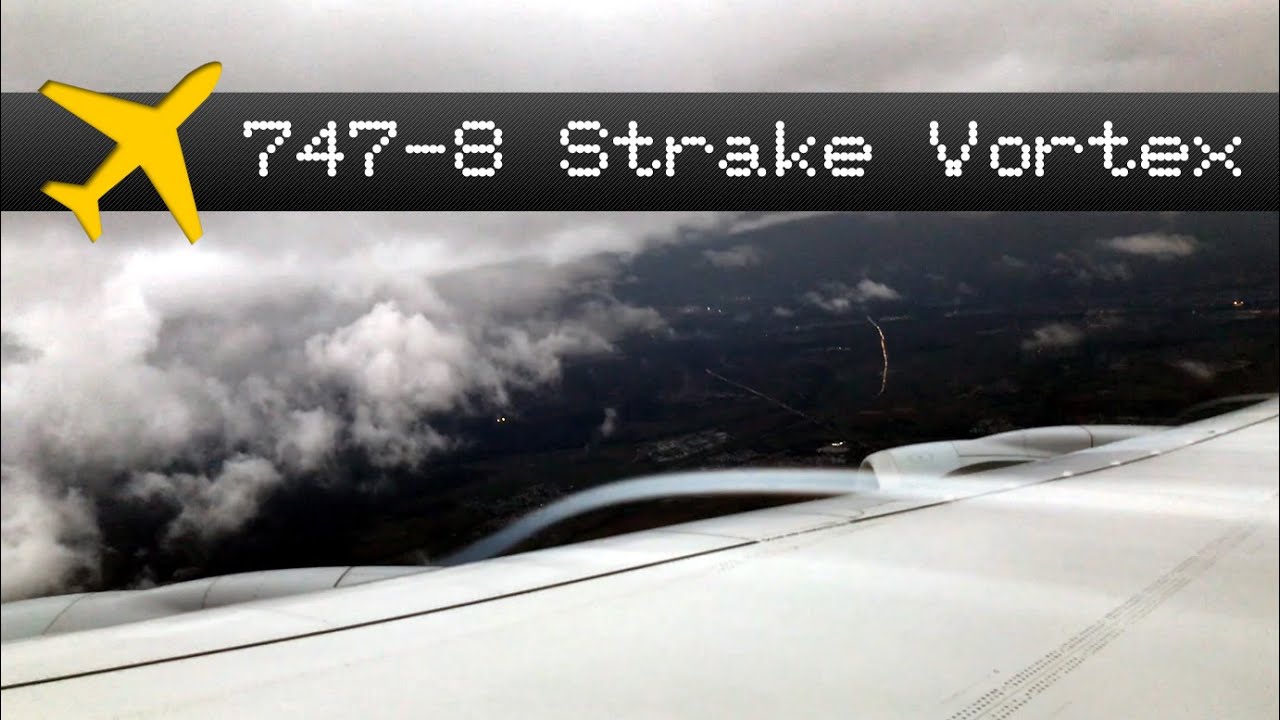 Boeing 747-8 - Strake vortex under heavy rain - Frankfurt Airport (EDDF ...