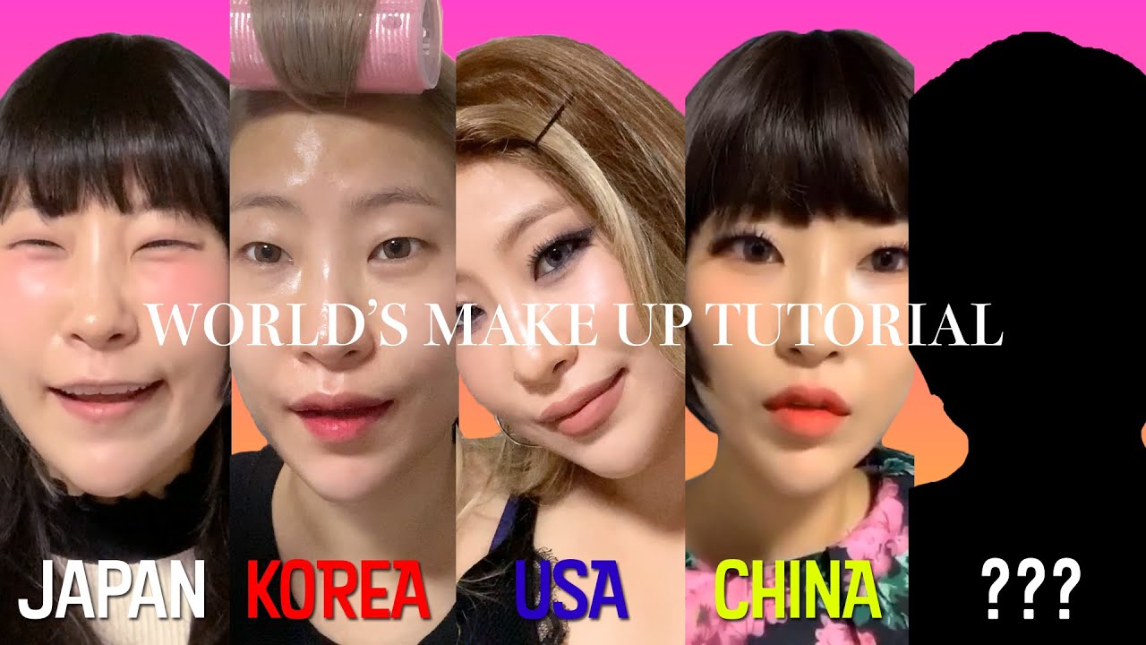 ENG)【あるある】世界のメイクアップチュートリアルYouTuber【5か国】 makeup tutorial in 5 countries ...