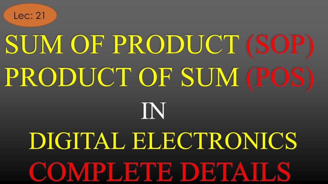 Lec 21 Sum Of Product And Product Of Sum Decimal Representation Of Sop And Pos De R K Classes 4698