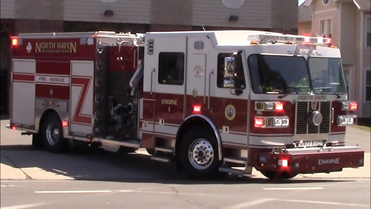 North Haven FD Rescue 1 and Engine 1 Responding - YouTube