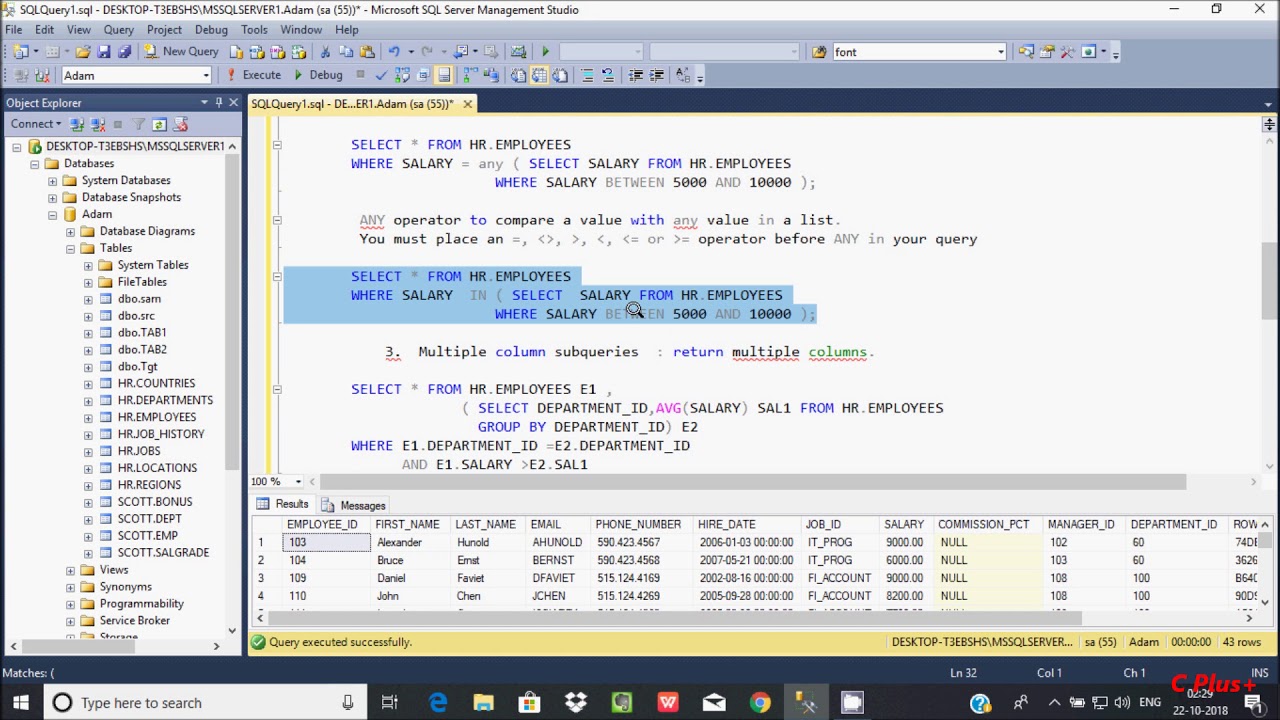 Subquery in Sql Server - YouTube