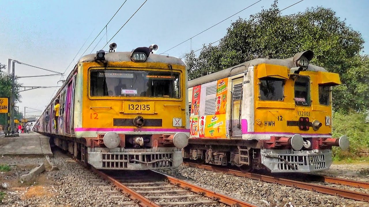 Amazing colourful EMU local trains perfect crossing video. - YouTube