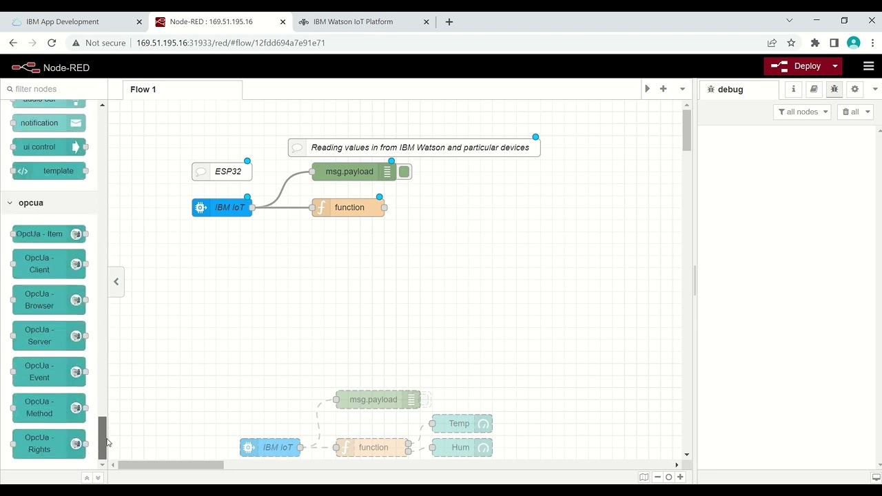 Iot Project Linking Nodered Cloud To Ibm Watson Cloud To Visualise Sensor Data Youtube