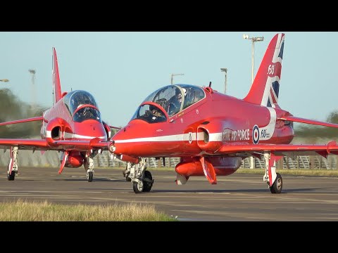 Two Red Arrows jets departing Waddington for display practice 4K - YouTube