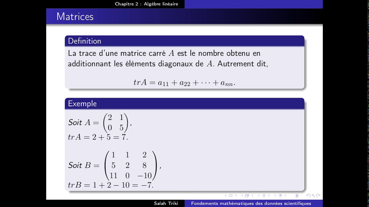 04 Trace de matrice - YouTube