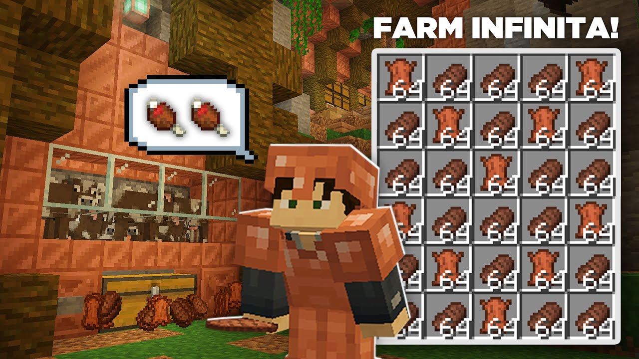FARM DE COMIDA MAIS FÁCIL PARA INICIANTE (CARNE INFINITA) - Minecraft ...