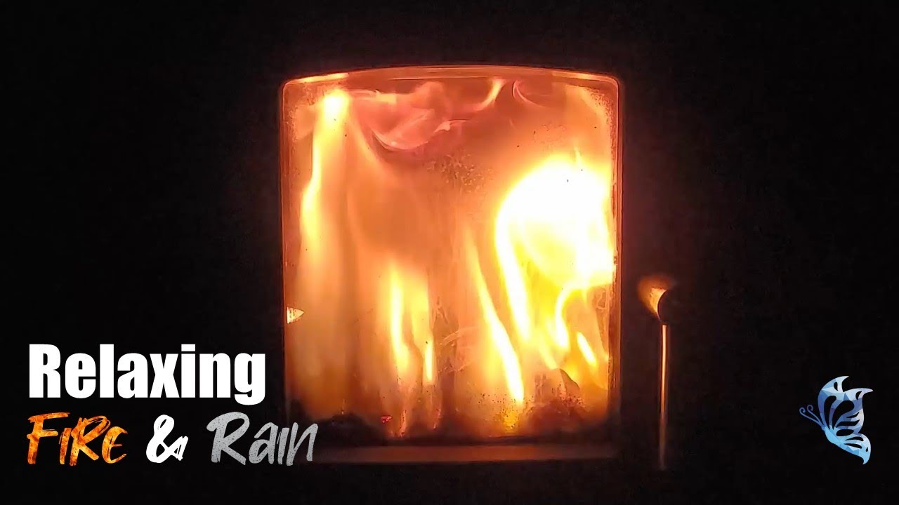 🔥💧Canal Boat Fireplace Sleep Ambience (2 HOURS) Fire & Rain Sounds ...