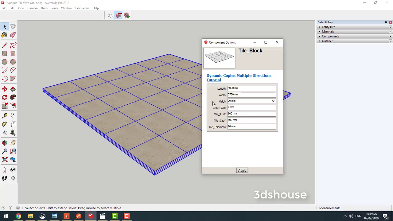 (Preview Lesson) Sketchup Dynamic Copies in multiple directions Tile ...