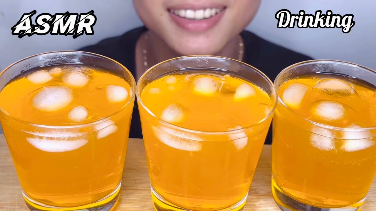 1 Minute Satisfying ASMR Orange Juice Drinking - YouTube