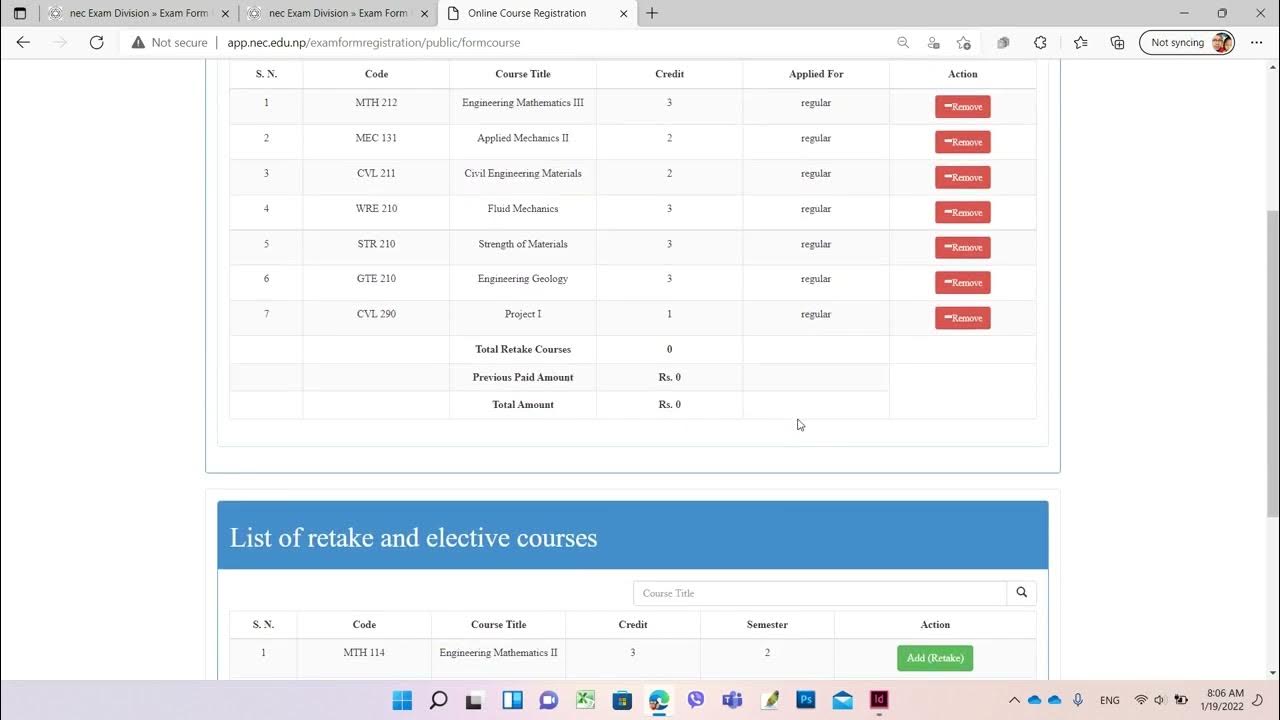 How to fill & Submit Semester End Examination Registration Form at nec ...