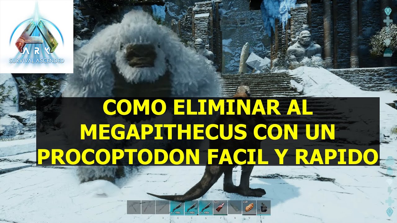 Ark Survival Ascended COMO ELIMINAR al MEGAPITHECUS SOLO fácil y rápido ...
