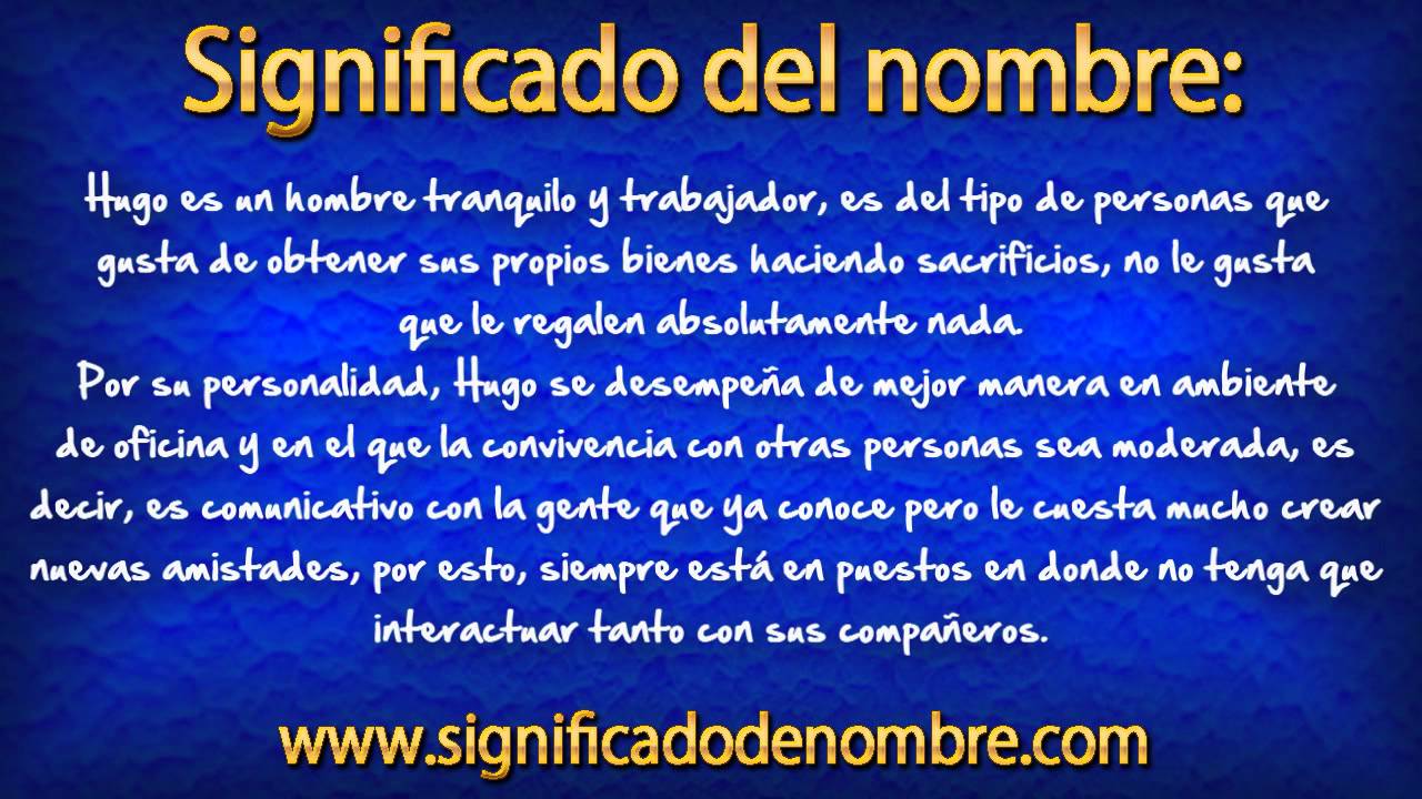 Significado de Hugo | ¿Qué significa Hugo? - YouTube